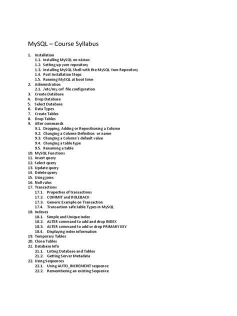 Documents Null Mysql Syllabus Pdf