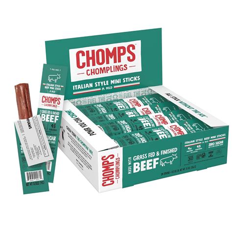 Chomps Snack Size Grass Fed Italian Beef Jerky Snack Sticks