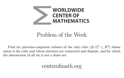 The Center Of Math Blog Problem Of The Week