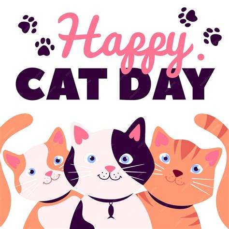 Premium Vector Happy Cat Day Vector Illustration Isolated On A White