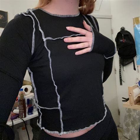 Handmade Contrast Stitch Patchwork Top Fits A Depop Clothes