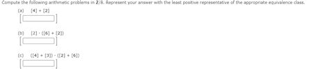 Solved Compute The Following Arithmetic Problems In Z Chegg