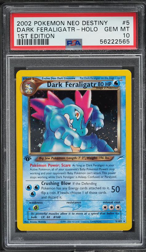 2002 Pokemon Neo Destiny 1st Edition Holo Dark Feraligatr 5 Psa 10 Gem Mint On Fanatics Collect