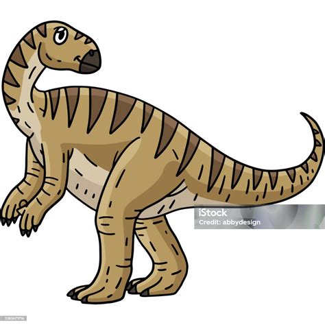 Dinosaur Iguanodon Cartoon Colored Clipart Stock Illustration