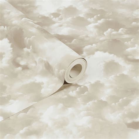 Luna Neutral Cloud Print Wallpaper Rowen Homes