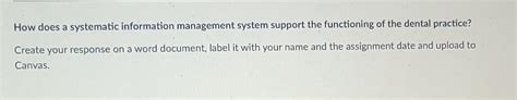 Solved How Does A Systematic Information Management System