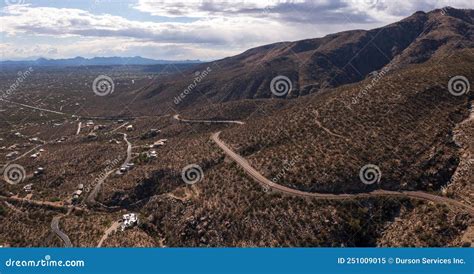 Catalina Highway Going Up Mt Lemmon Aerial Stock Image Image Of