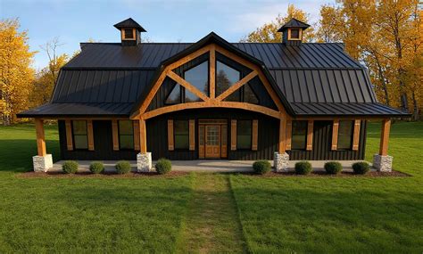 Modern Gambrel Barndominium Plan 2400 Living Sqft 4 Bed 25 Bath