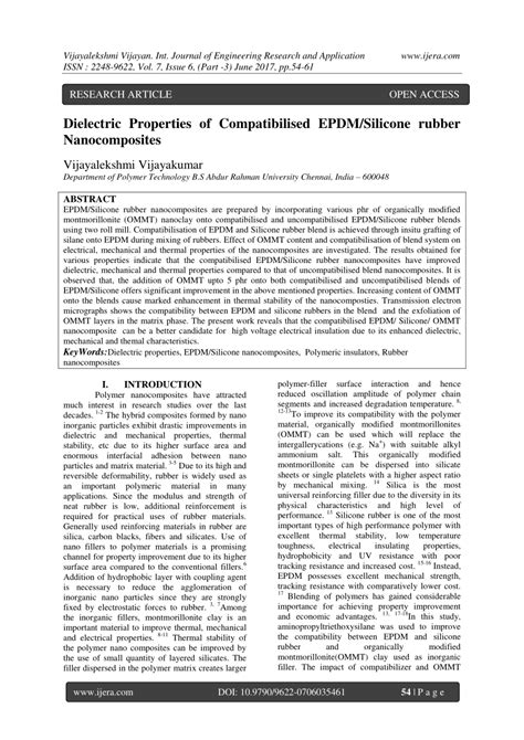 Pdf Dielectric Properties Of Compatibilised Epdmsilicone Rubber Nanocomposites