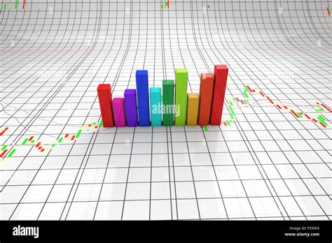 Colorful 3d Block Chart Graph High Resolution Render With Candlesticks Chart Background Stock