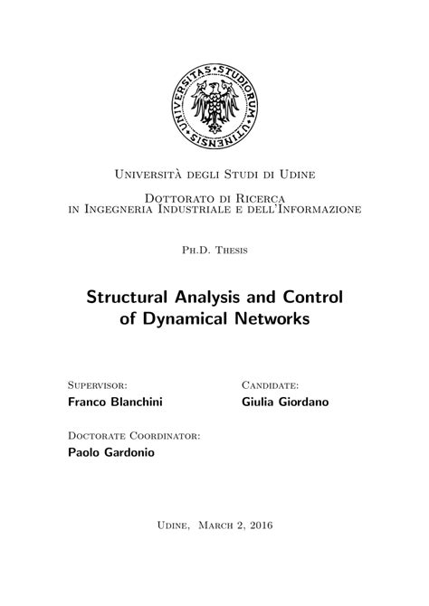 Pdf Structural Analysis And Control Of Dynamical Networks