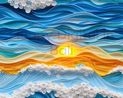 Quilled Ocean Waves 10 Seamless Patterns 12x12 300dpi Seamless