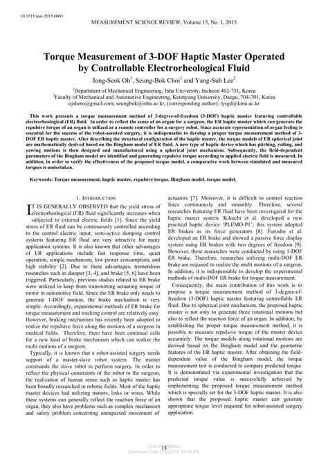 Pdf Torque Measurement Of 3 Dof Haptic Master Operated By