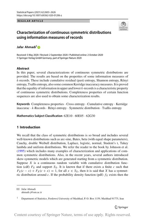 Characterization Of Continuous Symmetric Distributions Using Information Measures Of Records