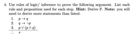 Solved Use Rules Of Logic Inference To Prove The Following