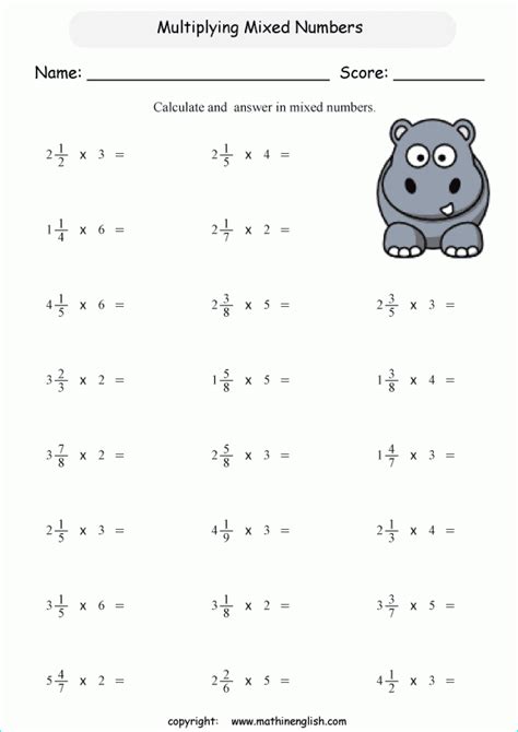Mixed Number Multiplication Worksheet Multiplication Worksheets