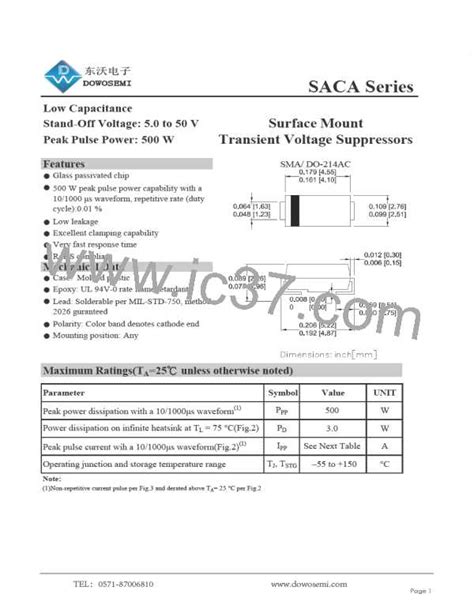 Saca Series Dowosemi Pdf技术资料下载 Saca Series 供应信息 Ic Datasheet 数据表 1 3