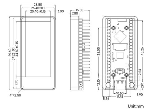 Esp32 S3 1 91寸amoled屏开发板带排针 Lx7双核处理器240×536像素开发板 小板型板载加速度与陀螺仪传感器开发板