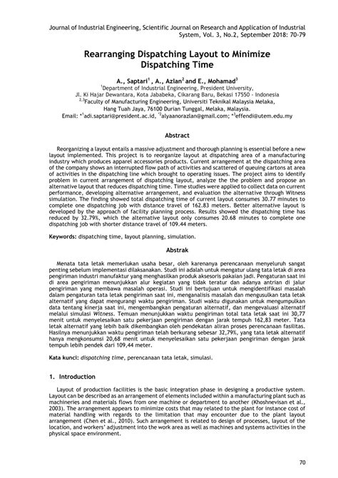 Pdf Rearranging Dispatching Layout To Minimize Dispatching Time