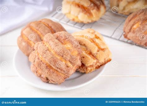 Mexican Traditional Conchas Pastry Cookie Or Bread Bun Stock Image