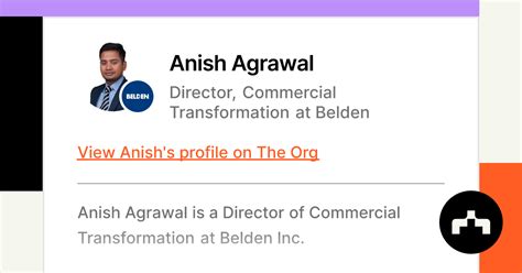 Anish Agrawal Director Commercial Transformation At Belden The Org