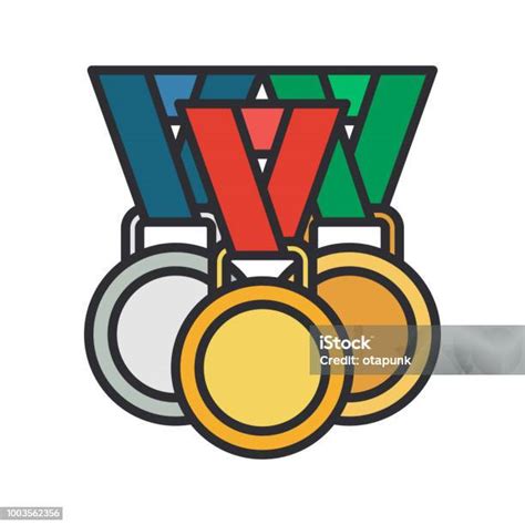 선 벡터 색 메달 및 우승자 아이콘을 수상 스포츠 장비 성공 상징입니다 체육 대회입니다 우승 보상 승리 트로피입니다 레트로 스타일 일러스트 레이 션 및 디자인 벽지에 대 한