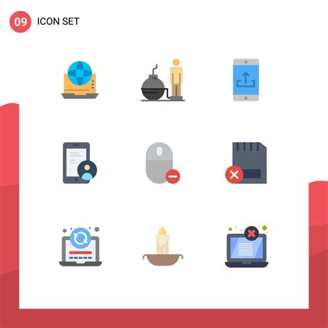Mobile Interface Flat Color Set Of 9 Pictograms Of Security Gdpr Modern Upload Mobile