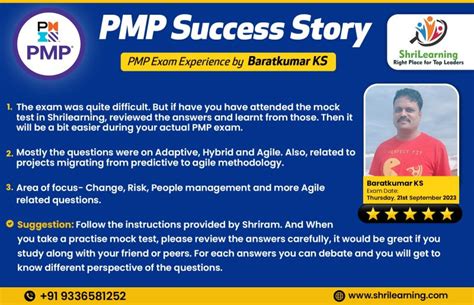 congratulating mr barathkumar ks for clearing pmp exam shrilearning