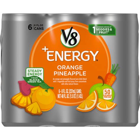 V8 V Fusion Energy Orange Pineapple Vegetable And Fruit Juice 8 Fl Oz