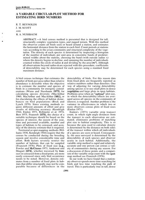 Pdf A Variable Circular Plot Method For Estimating Bird Numbers