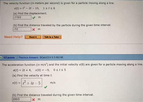 Solved The Velocity Function In Meters Per Second Is Given