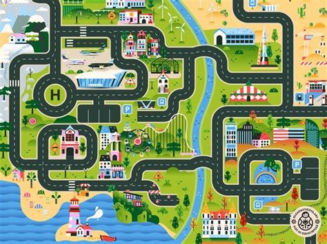 Road Map Design City Maps Illustration City Map Drawing