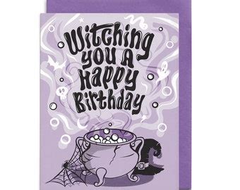 Witching You A Happy Birthday Card Witch Birthday Card Etsy