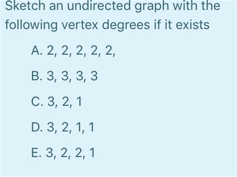 solved sketch an undirected graph with the following vertex