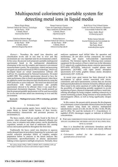 Pdf Multispectral Colorimetric Portable System For Detecting Metal