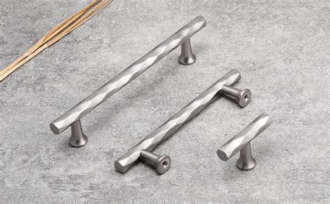 Jiasenbao Brushed Nickel Cabinet Pulls 5 Hole Center 5 Pack Hammered