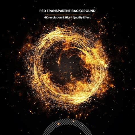 Golden Circle With Fire Effects Light Effect Circle Background Premium Ai Generated Psd