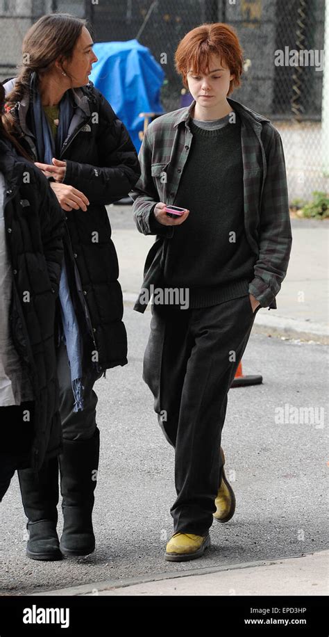 Elle Fanning Shooting On Location A Scene On The Set Of Her Upcoming