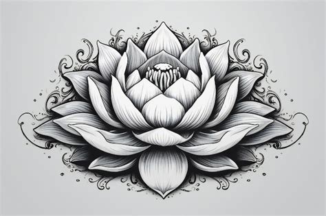 Premium Ai Image Detailed Black And White Line Art Lotus