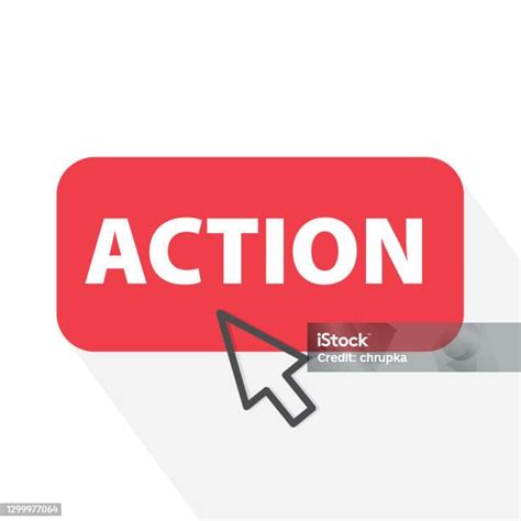Ilustración De Botón De Acción Con La Flecha Señaladora Del Ratón Y Más Vectores Libres De