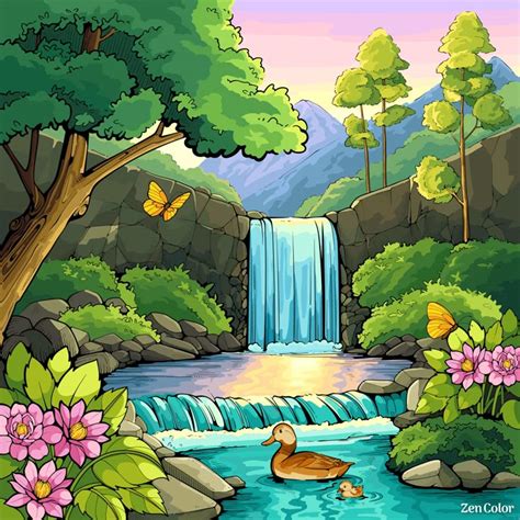 Pin By Dr M On Coloring Easy Nature Drawings Drawing Scenery Easy