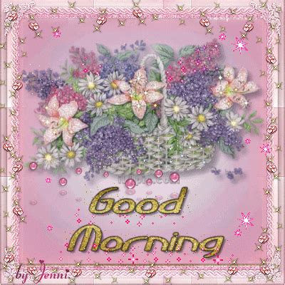 Good Morning Flowers Glitter Sparkle Greeting