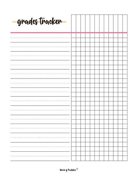 Grade Trackers World Of Printables