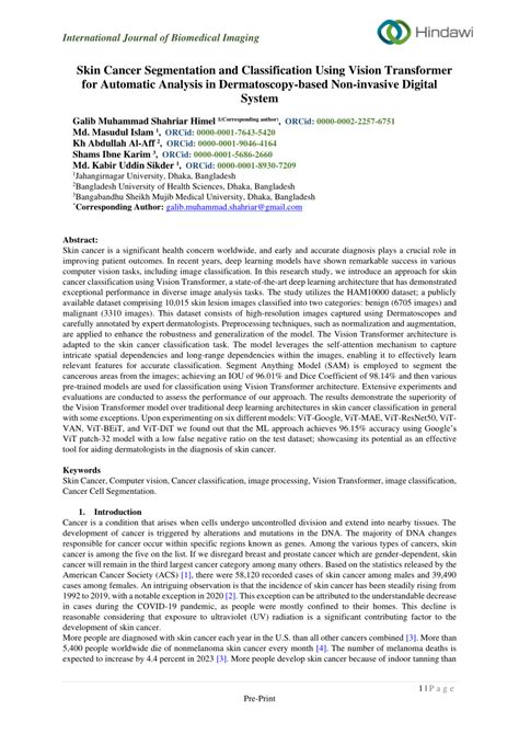 PDF Skin Cancer Segmentation And Classification Using Vision Transformer For Automatic