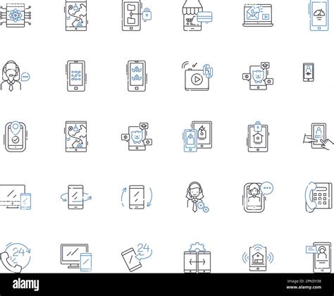 Smartwatch Line Icons Collection Wearable Fitness Health