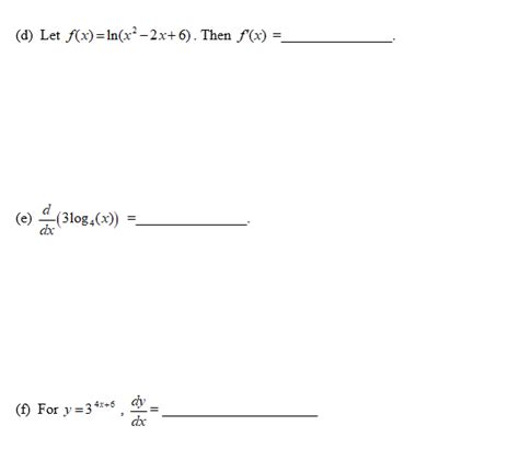 solved d let f x ln x 2 2x 6 then f x
