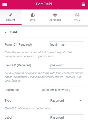 Input Mask PAFE