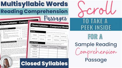 Multisyllabic Words Reading Comprehension And Passages