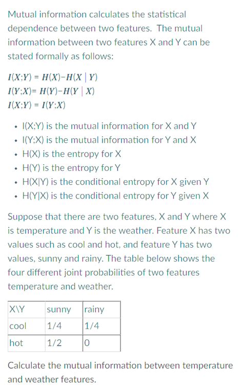 Solved Mutual Information Calculates The Statistical