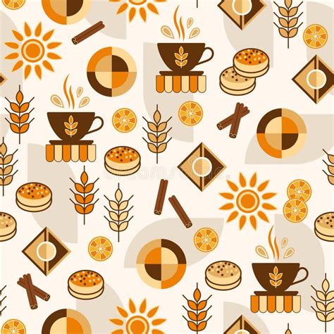 Bread Bakery Themed Seamless Pattern With Icons Stock Vector